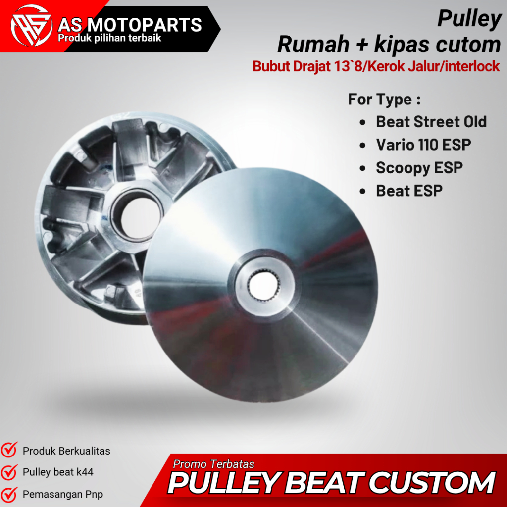 Jual AS MOTOPART PULLEY CUSTOM RUMAH ROLLER + KIPAS ROLLER BEAT ESP ...