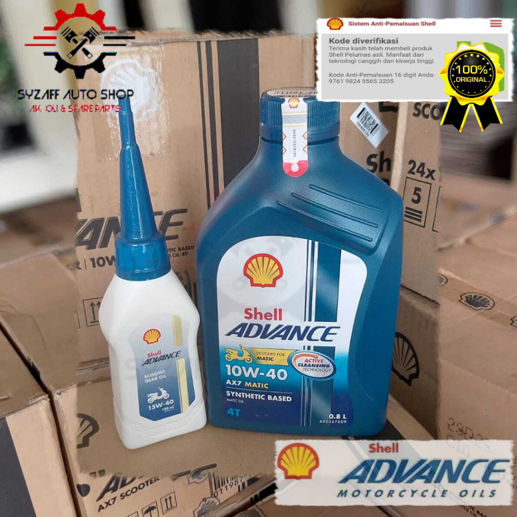 Jual Paket oli matic shell advance AX7SC 10w40 0.8l & oli Gardan 15W40 ...