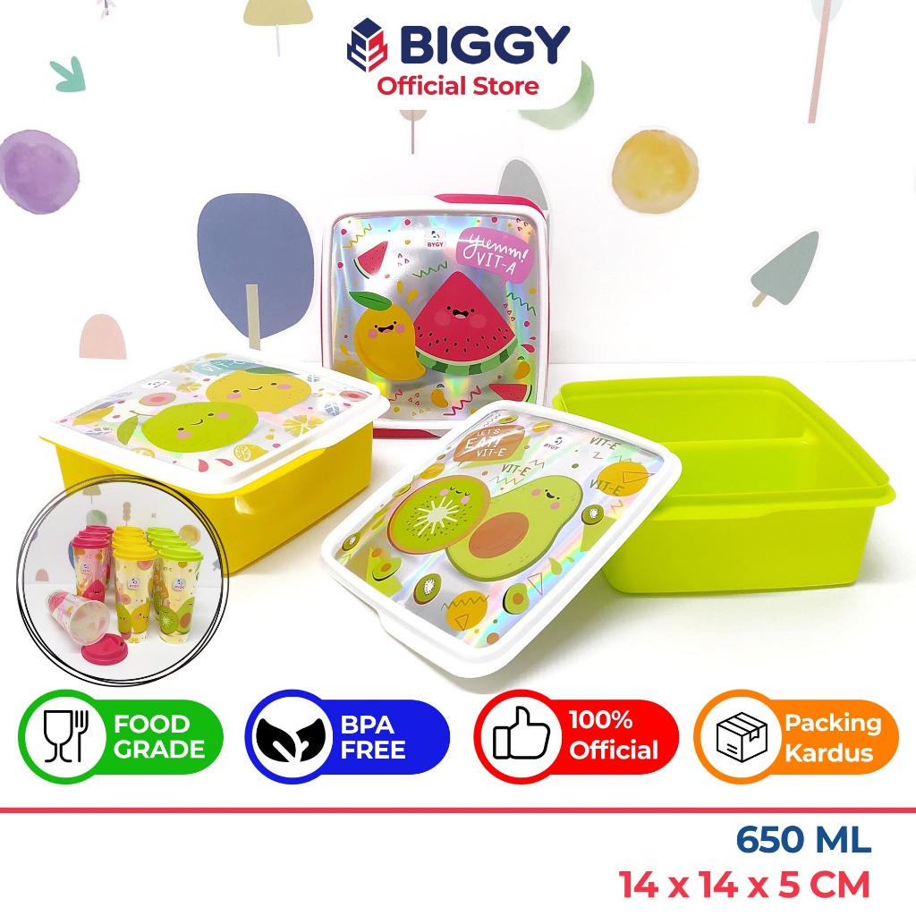 Jual Biggy Lunch Box Fruitamin 650ml Sekat 2 Hologram / Tempat Makan ...