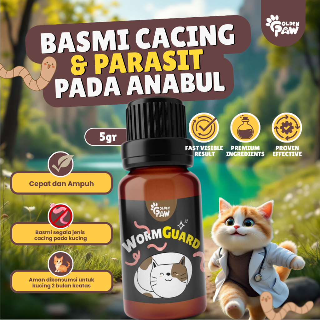 Jual Golden Paw - Worm Guard 5gr Obat Cacing dan Parasit untuk Kucing ...