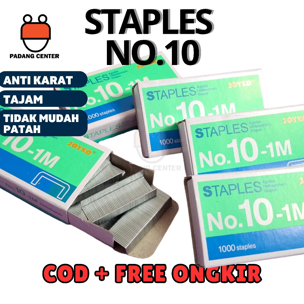Jual Isi Stapler Joyko No.10-1M | Staples Joyko 1 Box 1000 Pcs | Isi ...