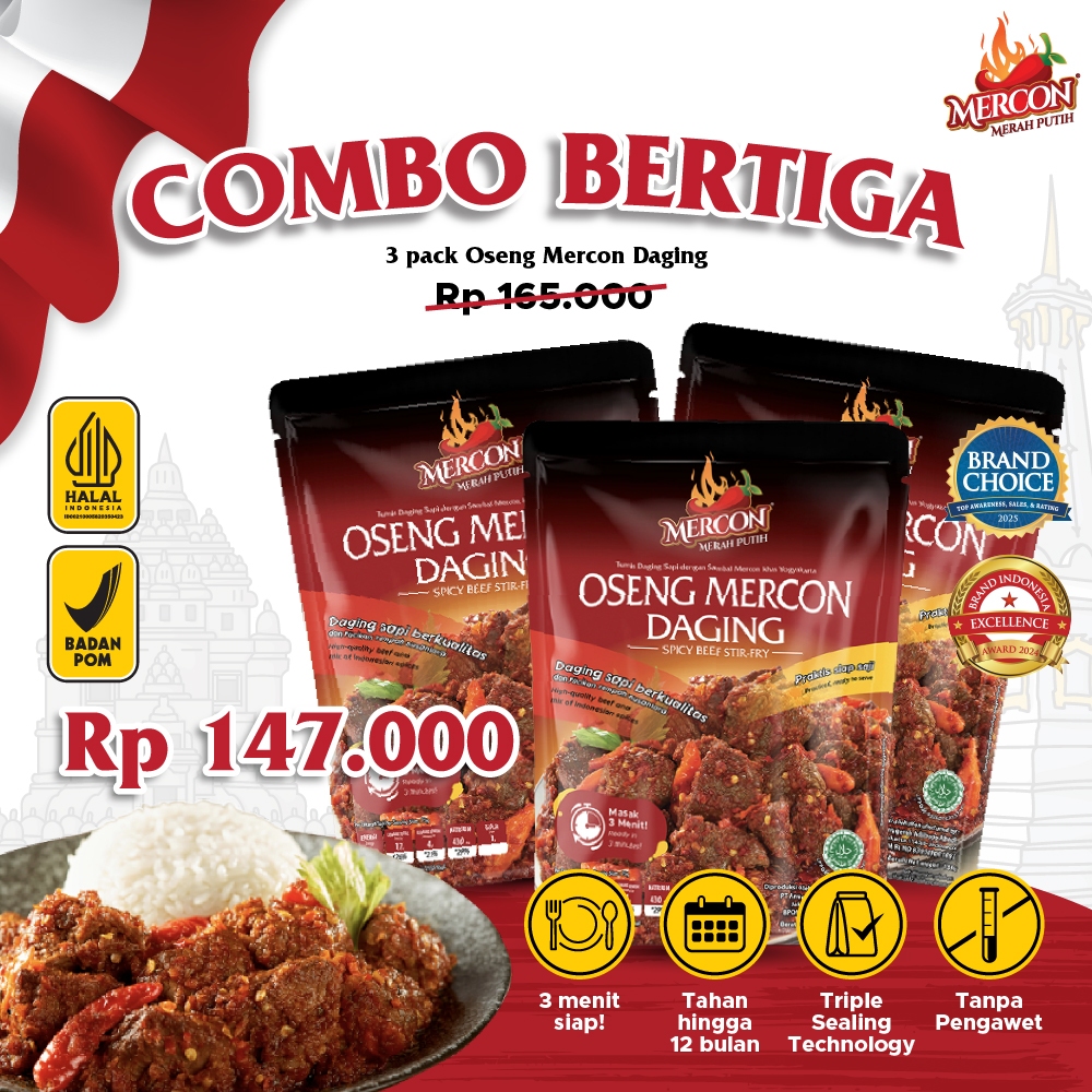 Jual Mercon Merah Putih - Combo Bertiga 3 Pack Oseng Mercon Daging ...