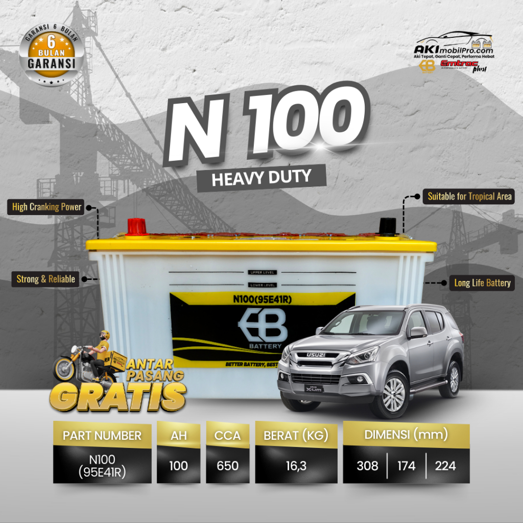 Jual AKI BASAHH MOBIL EB BATTERY DC N100 (95E41R) | Shopee Indonesia