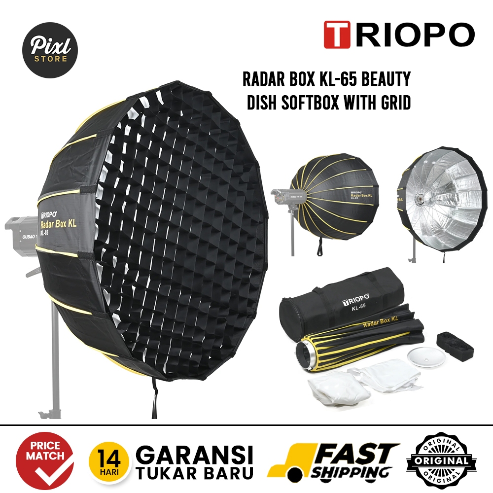 Jual Triopo Radar Box KL-65 Beauty Dish Softbox with Grid | Shopee ...
