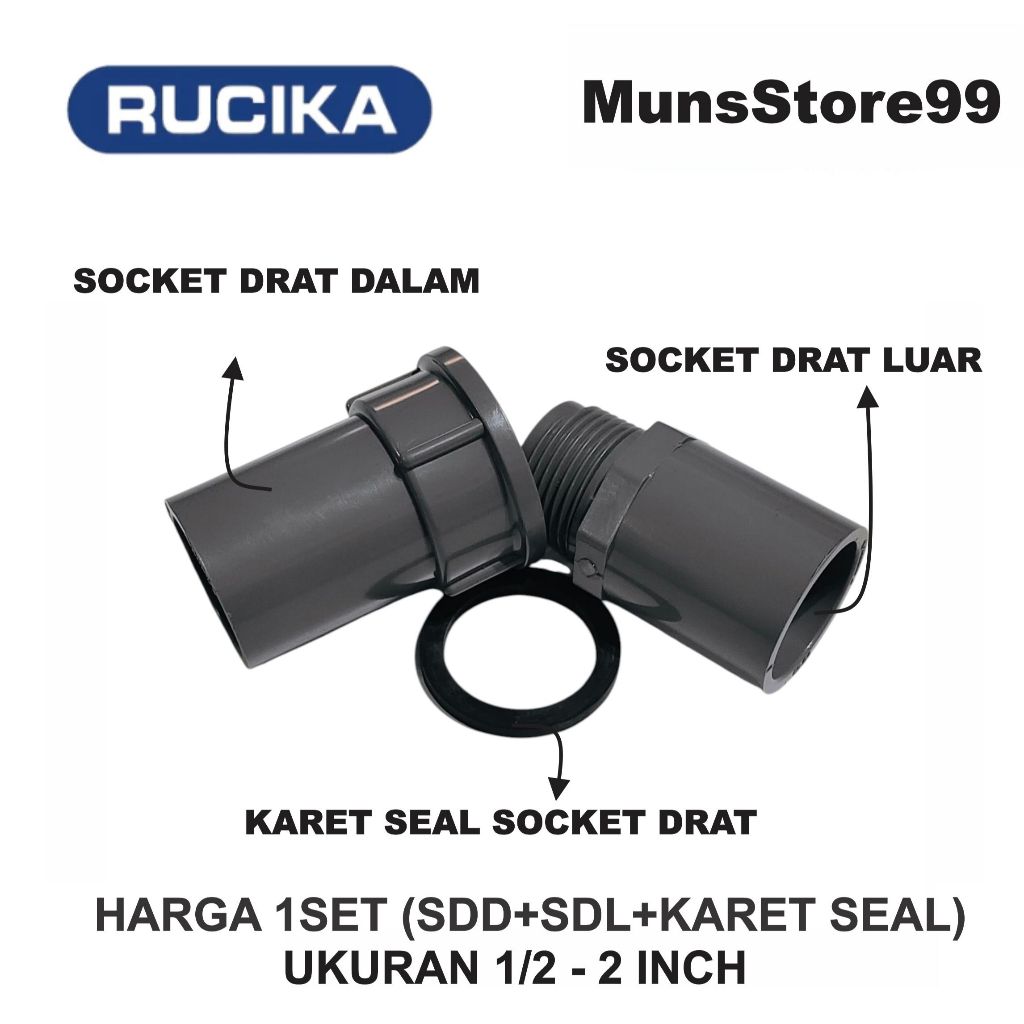 Jual Socket Drat Rucika AW Ukuran 1/2 - 2 Inch Pipa PVC Paralon Anti ...