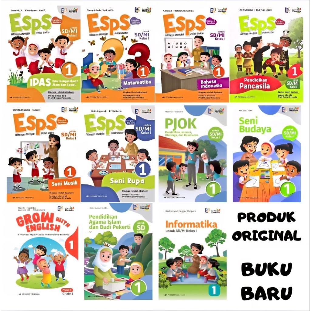 Jual BUKU PAKET SD/MI KELAS 1 PENERBIT ERLANGGA KURIKULUM MERDEKA KM - BUKU PELAJARAN ESPS ...