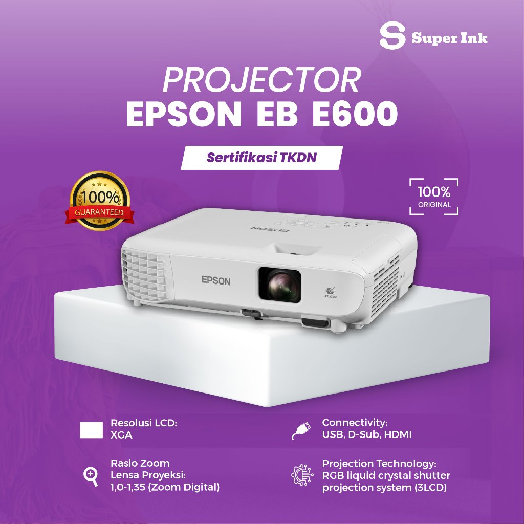 Jual PROYEKTOR EPSON EB-E600 EBE600 EB E600 XGA 3LCD 3400 LUMENS TKDN ...