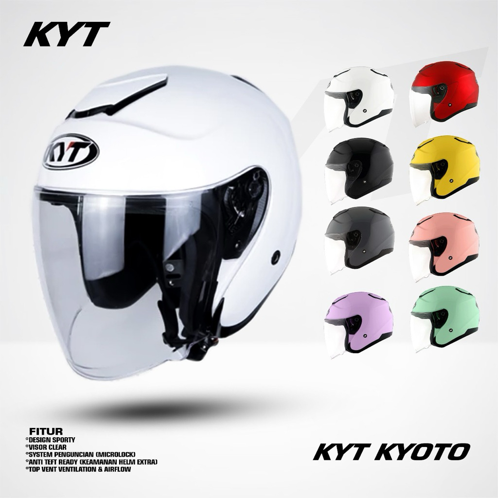 Jual Helm KYT Kyoto Solid Helm Half Face SNI | Shopee Indonesia