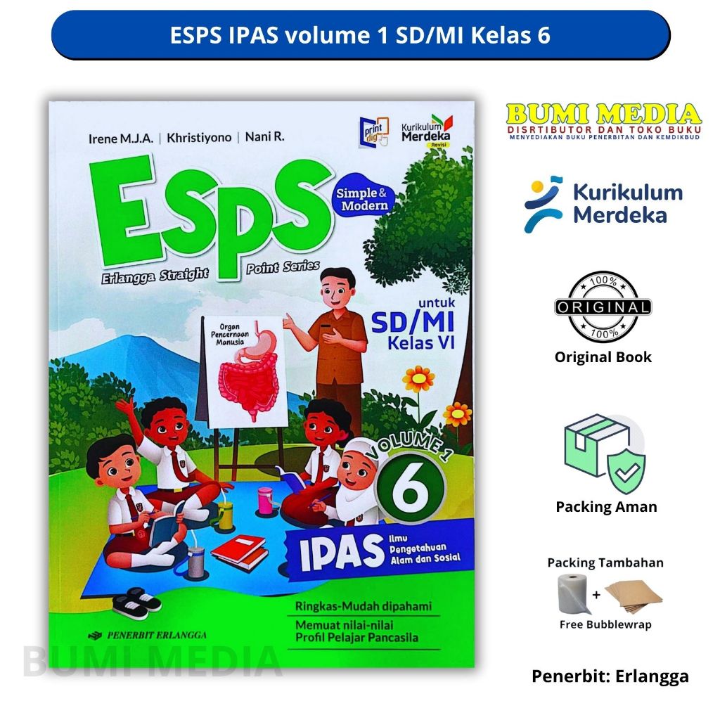 Jual Buku ESPS Ilmu Pengtahuan Alama Dan Sosial IPAS VOL.1 Revisi SD/MI Kelas 6 Kurikulum ...