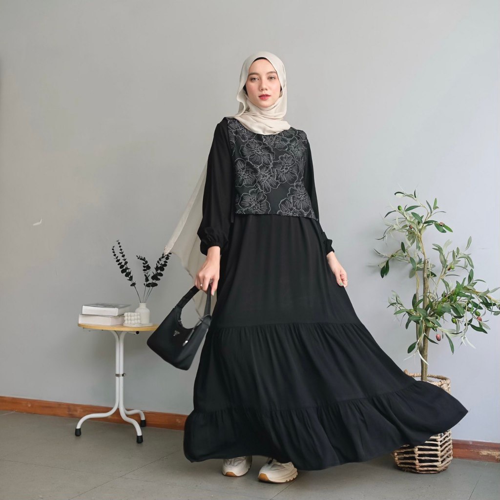 Jual PROUDYHIJAB - Sera Dress Ruffle Dress Wanita Bahan Rayon Premium ...