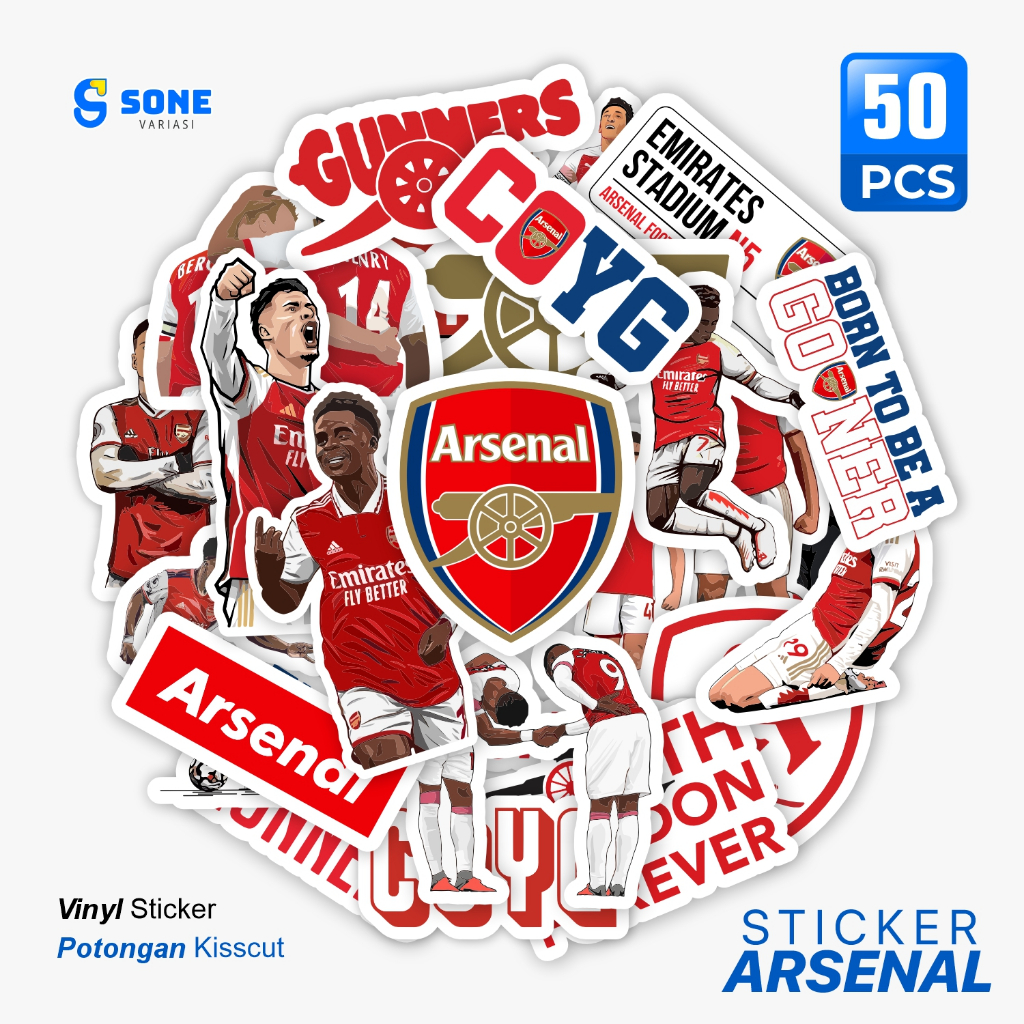Jual Stiker Arsenal FC Logo Klub Vinyl Waterproof Cocok untuk Helm ...