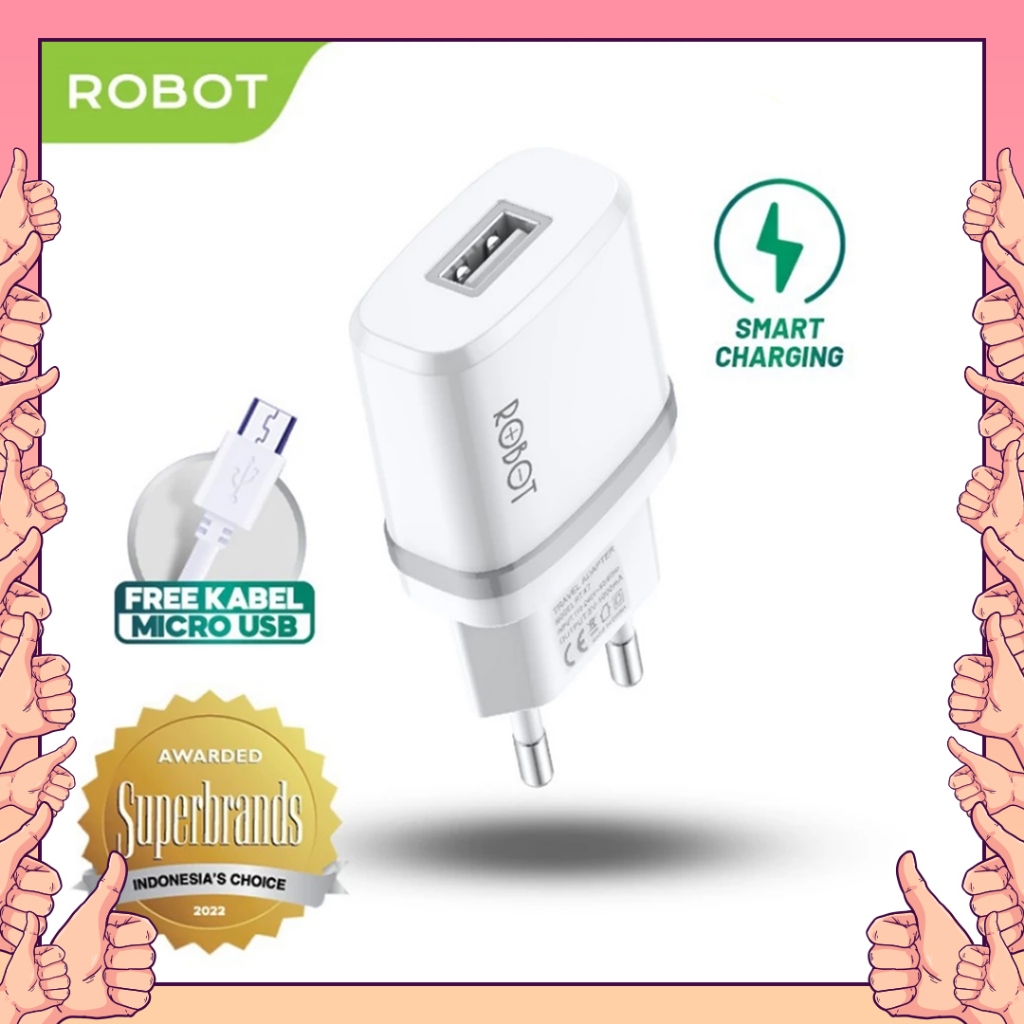 Jual ROBOT Set Charger Free Kabel Micro Quick Charge Output 5V/1A ...