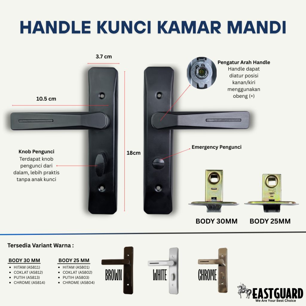 Jual Handle Gagang Kunci Pintu Kamar Mandi - Kunci Pintu Toilet - Kunci ...