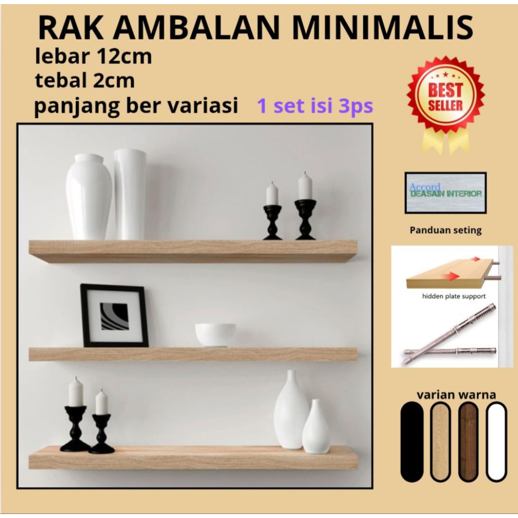 Jual rak ambalan dinding 3pcs ukuran sama ,varian 30/40/50 | Shopee ...