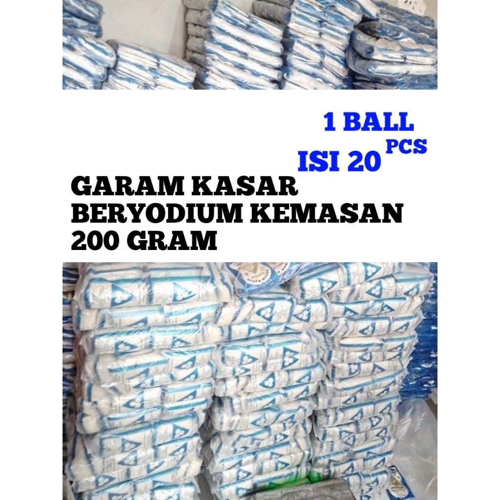 Jual Garam 1 Ball Isi 20 Pcs Garam Kasar Beryodium kemasan 200 gram ...