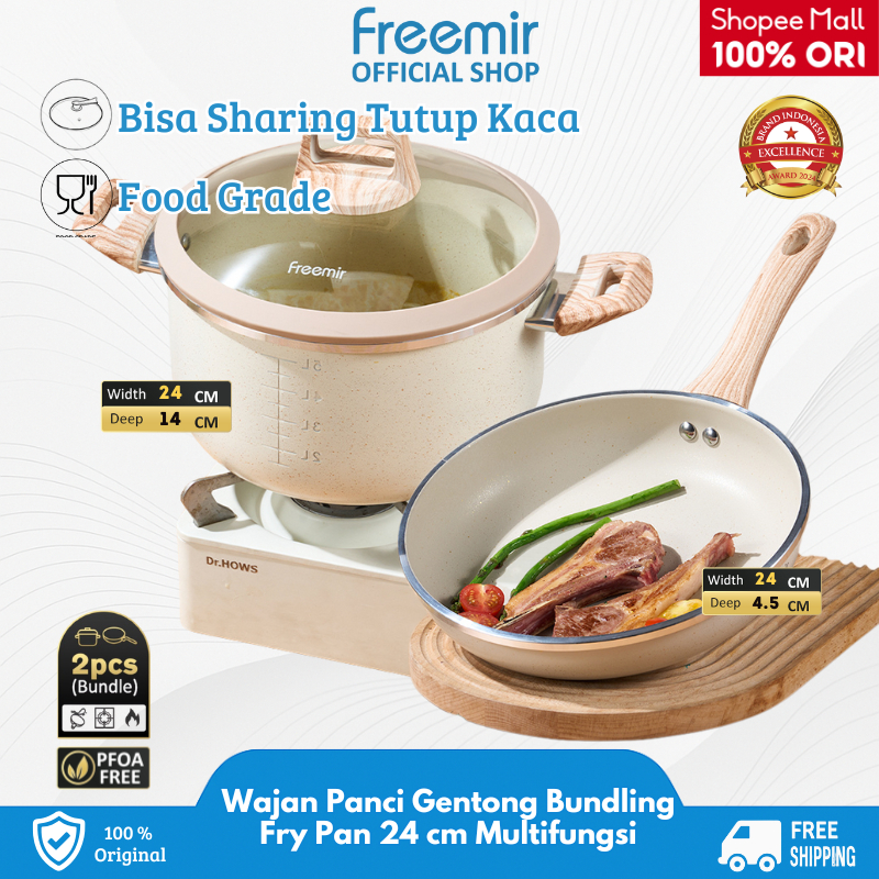 Jual 𝙎𝙥𝙚𝙘𝙞𝙖𝙡 Buy 1 get 1 freemir Wajan Teflon Beige Series 24cm Granit ...