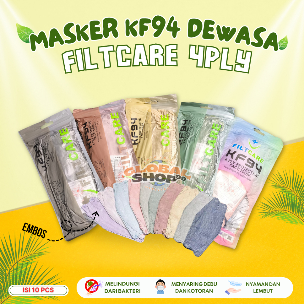 Jual Masker KF94 FILTCARE KOREAN PACK 4 PLY Hitam Putih Abu Mix Warna ...