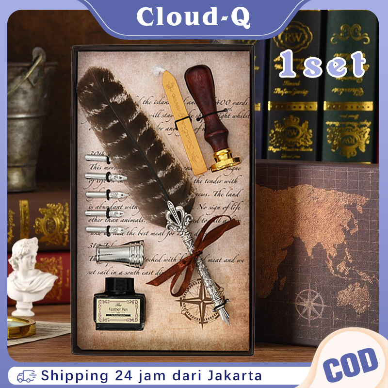 Jual Mewah Pen Bulpen Bulu Kaligrafi Feather Quill Fountain Kaligrafi ...