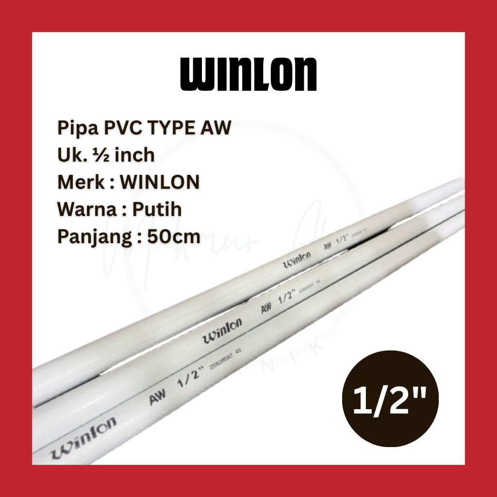 Jual PIPA AIR PVC MERK WINLON AW 1/2 INCH 50CM, 100CM METERAN | Shopee ...