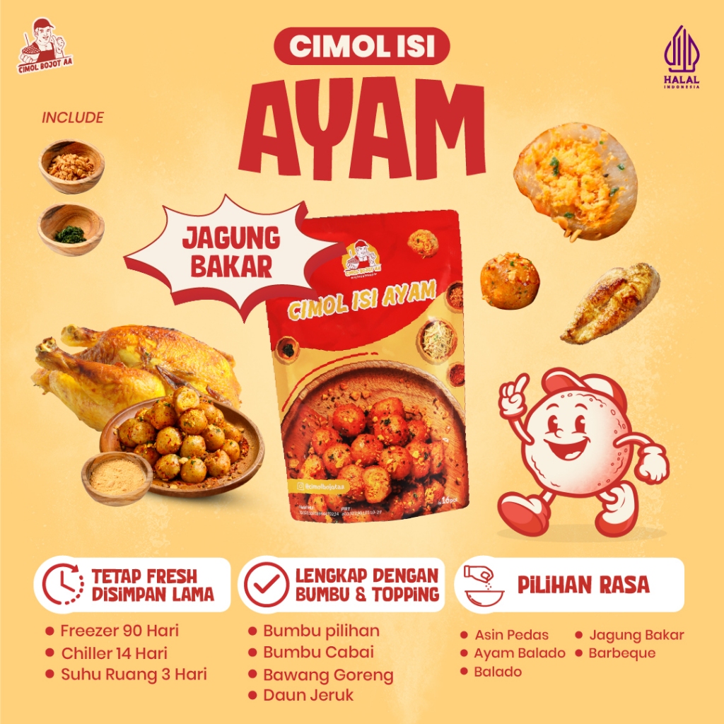 Jual Cimol Bojot AA isi Ayam Rasa Jagung Bakar Daun Jeruk | Shopee ...