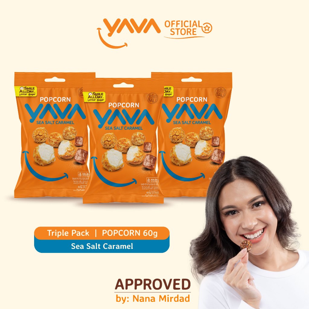 Jual YAVA Triple Pack Popcorn Sea Salt Caramel (3 x 60g) | Shopee Indonesia