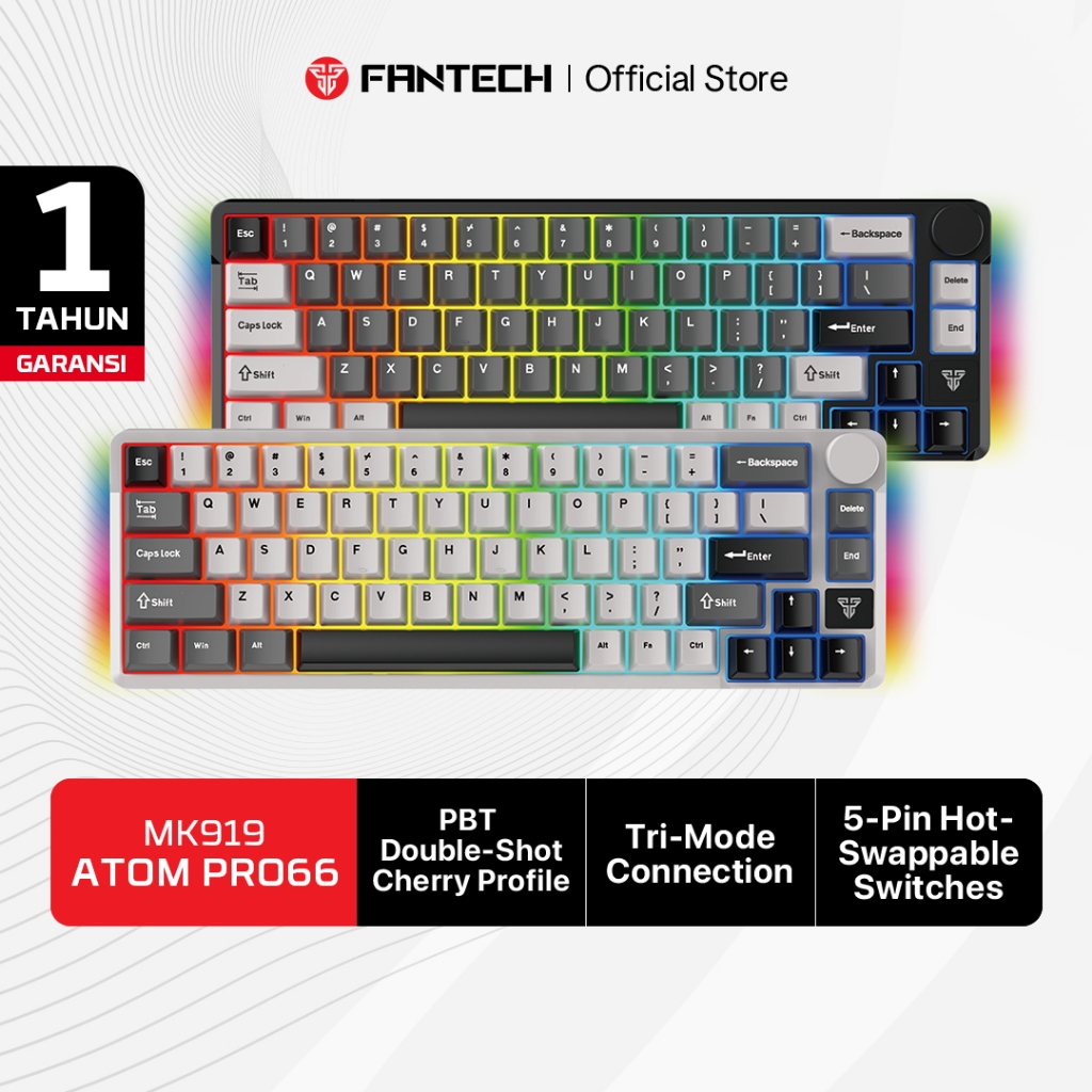 Jual Fantech ATOM PRO 66 Layout 65% Cherry Profile Wireless Keyboard ...