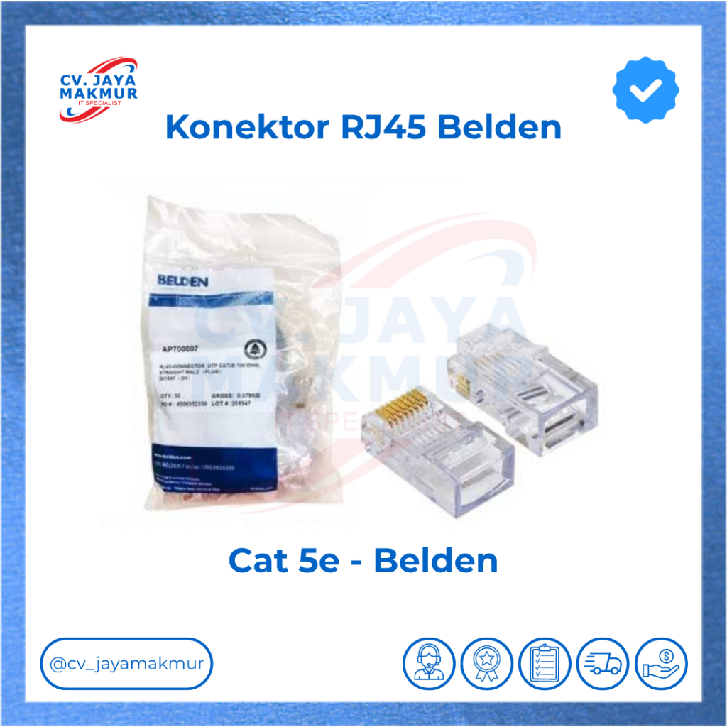 Jual Connector RJ45 Cat5e/Cat6 - Belden / Konektor RJ/RJ45/Konektor UTP ...