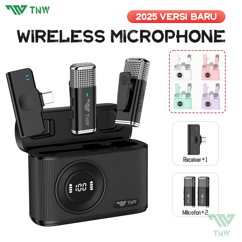 Jual TNW A17 Wireless Microphone Lavalier Mikrofon Noise Cancelling Dual Mic Clip On Plug & Play ...