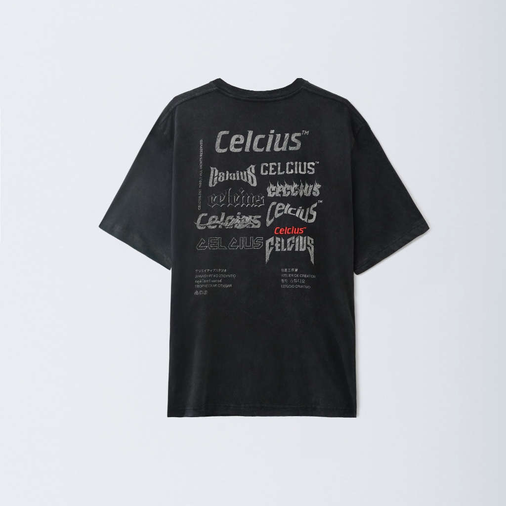 Jual CELCIUS Multiple Logo Graphic Oversize T-Shirt LIN001350C Hitam ...