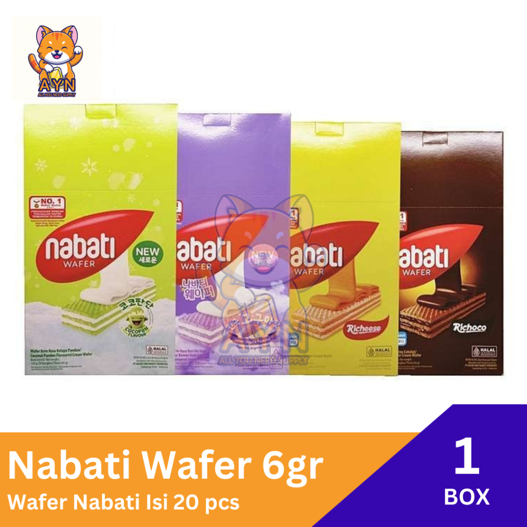 Jual Nabati Wafer Box 6 gr Keju / Cokelat / Goguma / Cocopan [ 1 box isi 20 pcs ] | Shopee Indonesia