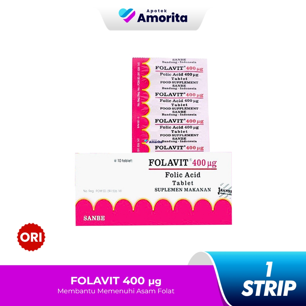 Jual Folavit 400 Mg 1 Strip Isi 10 Tablet / Suplemen Kehamilan Asam ...