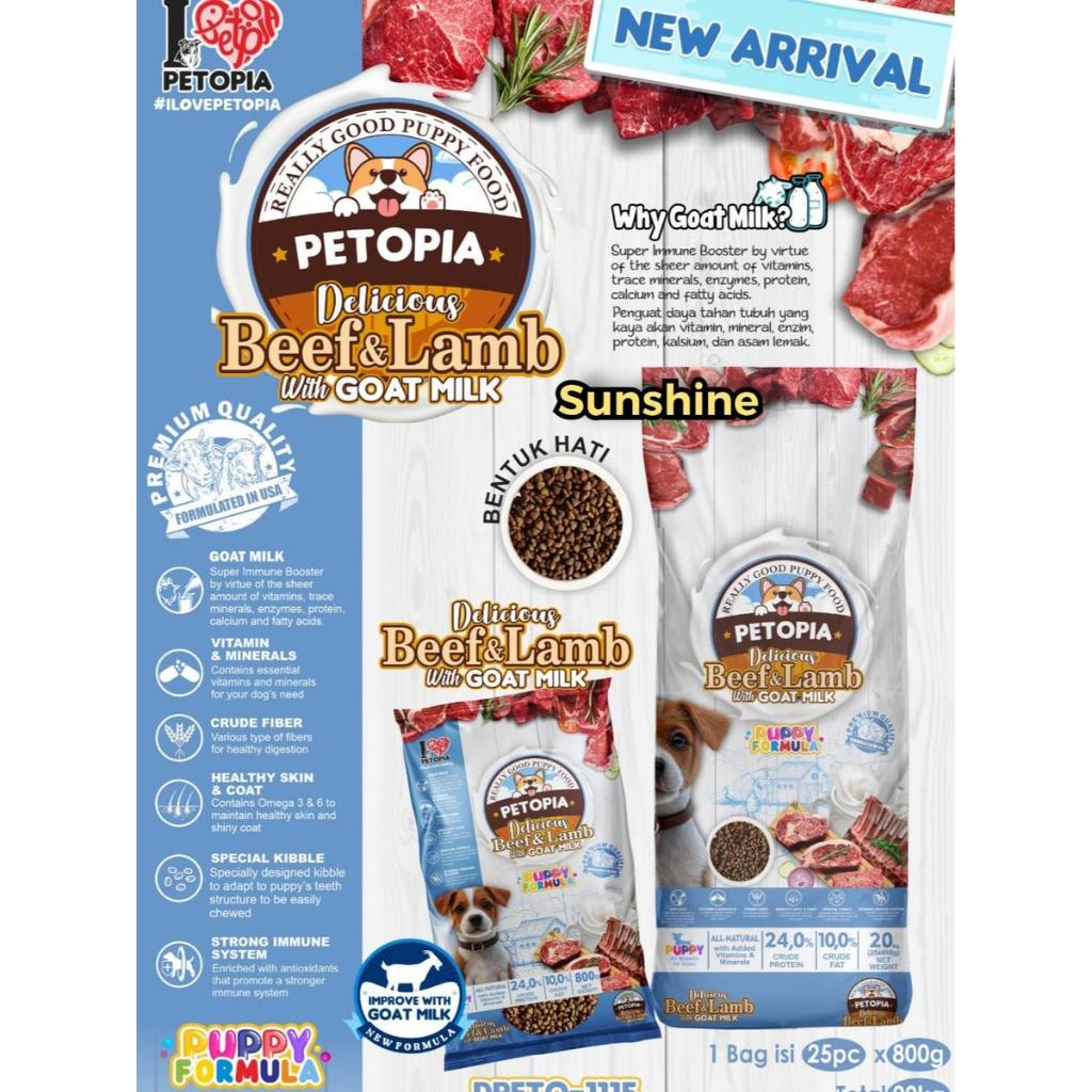 Jual Petopia Puppy Beef&Lamb with Goat Milk - Makanan Anak Anjing 800Gr ...