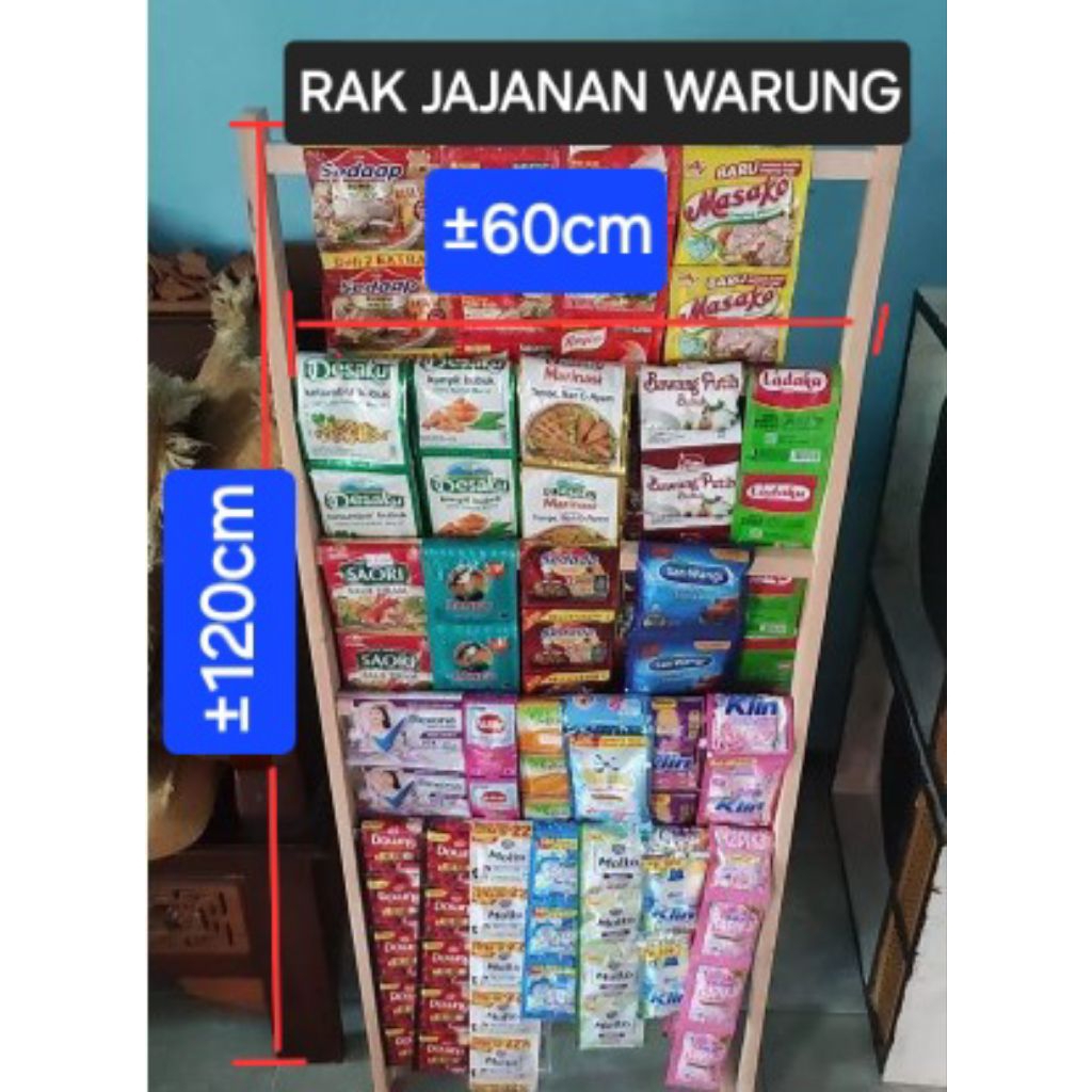 Jual jumbo rak jajanan warung kelontong toko sembako rak tangga kayu ...