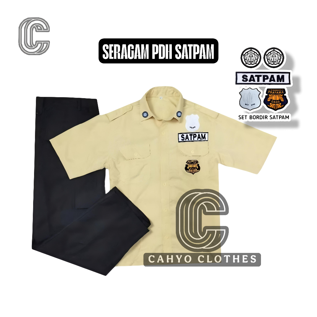 Jual Seragam PDH Satpam Pdl Hitam Krem Baju Seragam Security Cream Pdl ...