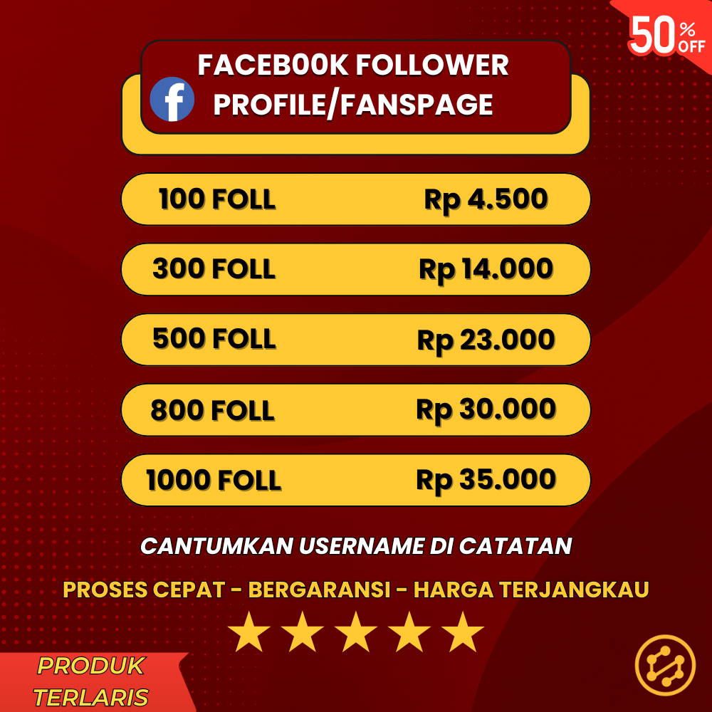 Jual PROMO FACEBOOK FOLLOWER PENGIKUT PROFFESIONAL TERMURAH NON DROP ...