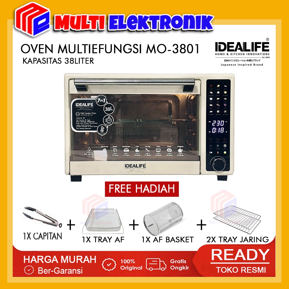 Jual IDEALIFE Oven Listrik Multifungsi MO-3801 Kapasitas 38 Liter | Shopee Indonesia