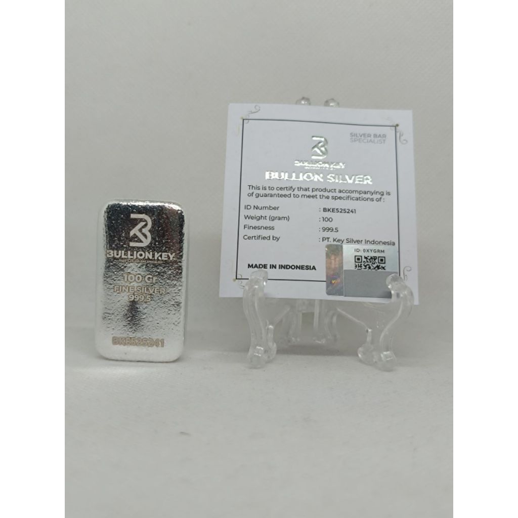 Jual Perak Batangan Bullion Key Silver Perak Asli Murni 100 gram Fine ...