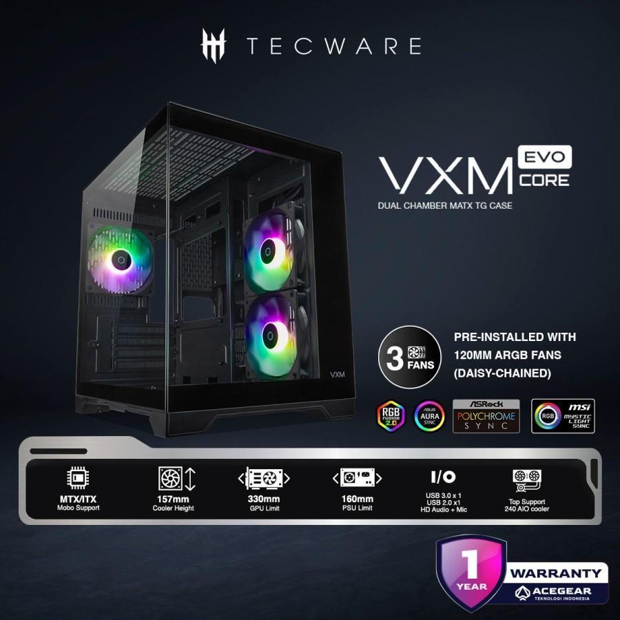 Jual CASING TECWARE VXM EVO CORE INFINITY TG RGB M-ATX GAMING CASE FREE ...