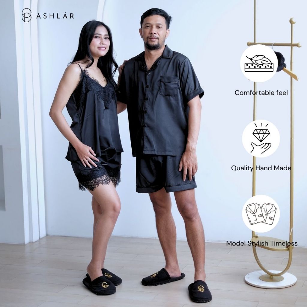Jual ASHLAR Piyama Costume Couple Gammy Hitam Ashlar | Seserahan ...