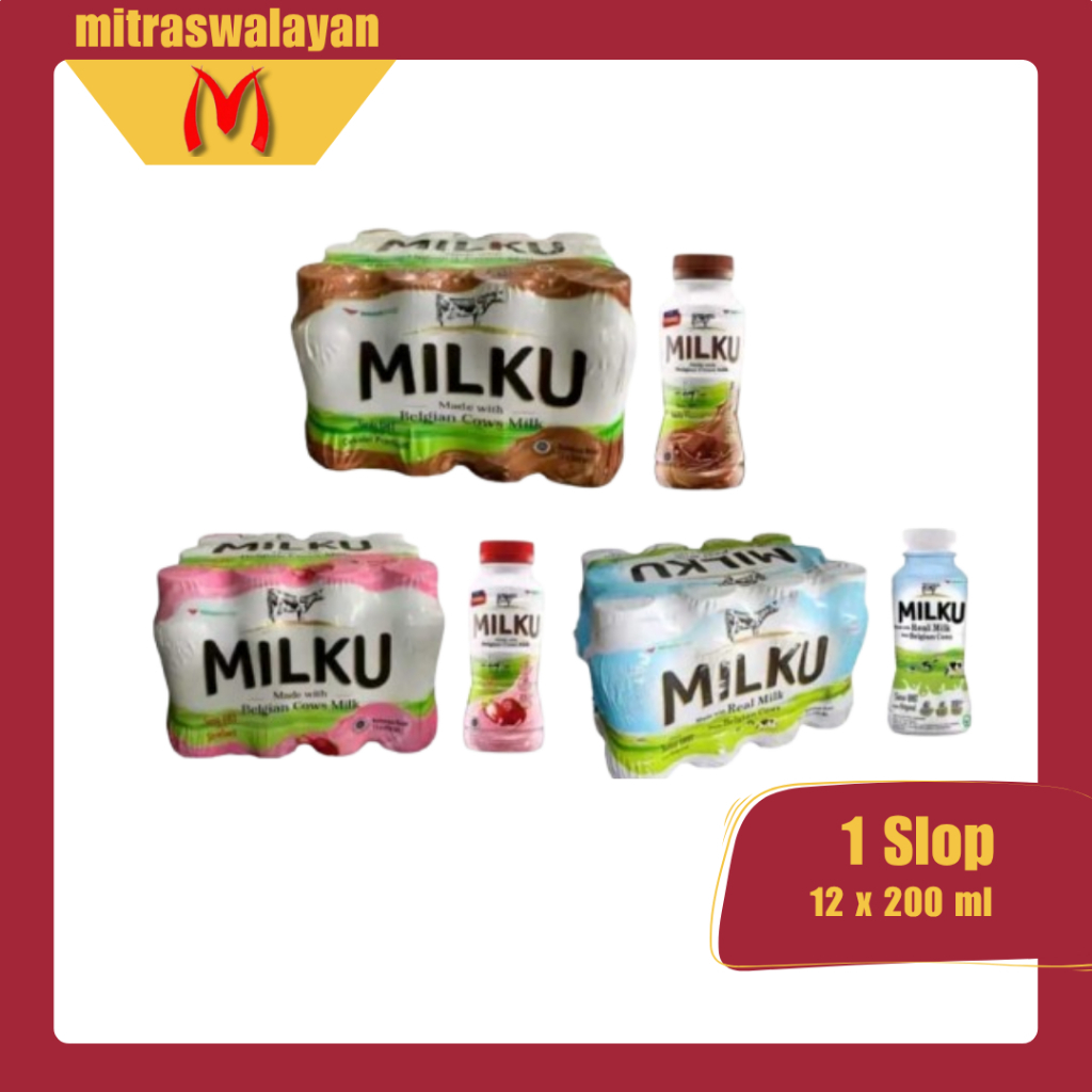 Jual MILKU Susu Kemasan Botol 1 Slop isi 12 Botol @200 ml | Shopee ...