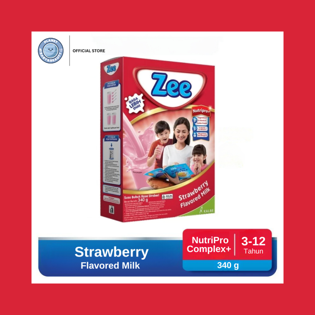 Jual Zee Strawberry Flavoured Milk 340g | Shopee Indonesia