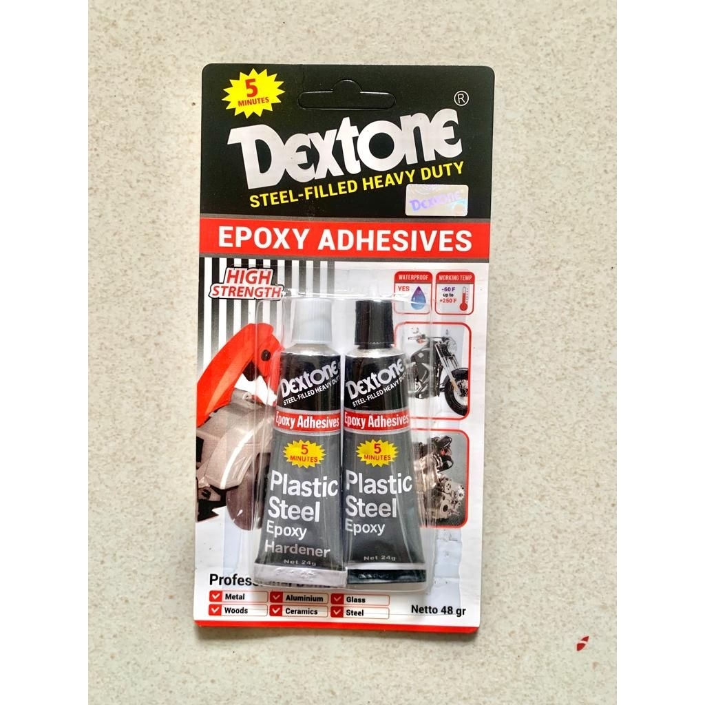 Jual lem besi dextone hitam-putih 2 campuran/plastic steel | Shopee ...