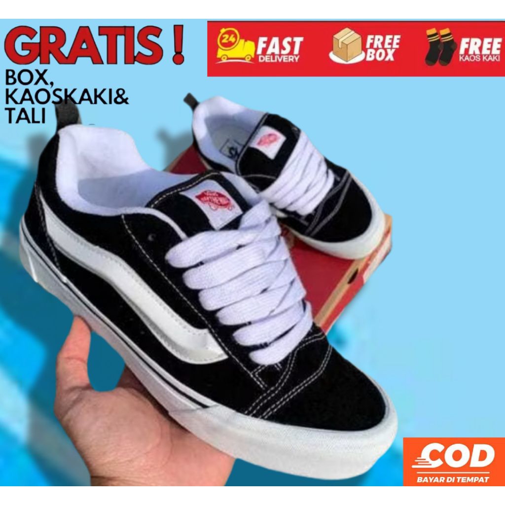 Jual G-KO Style Sepatu Knu Skool Vault UA Sneakers Black and White Men ...