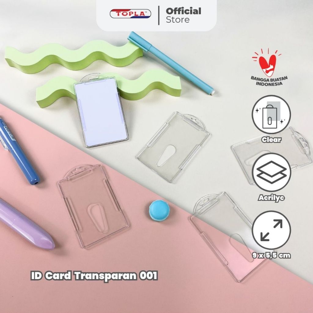 Jual TOPLA ID Card Akrilik 001 kaca Tempat Kartu Tali Name Tag | Shopee ...
