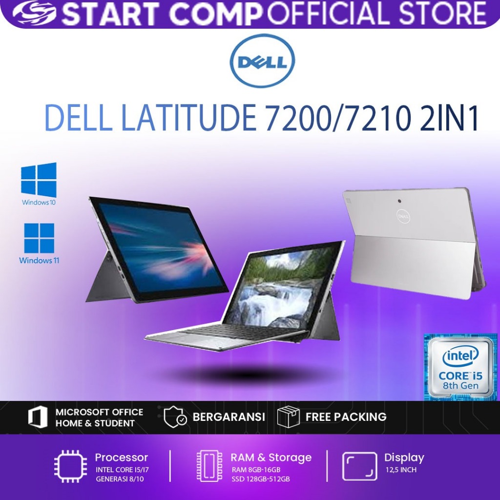 Jual Laptop Dell Latitude 7200,7210 2in1 Core i5 Gen 10 Ram 16GB SSD ...