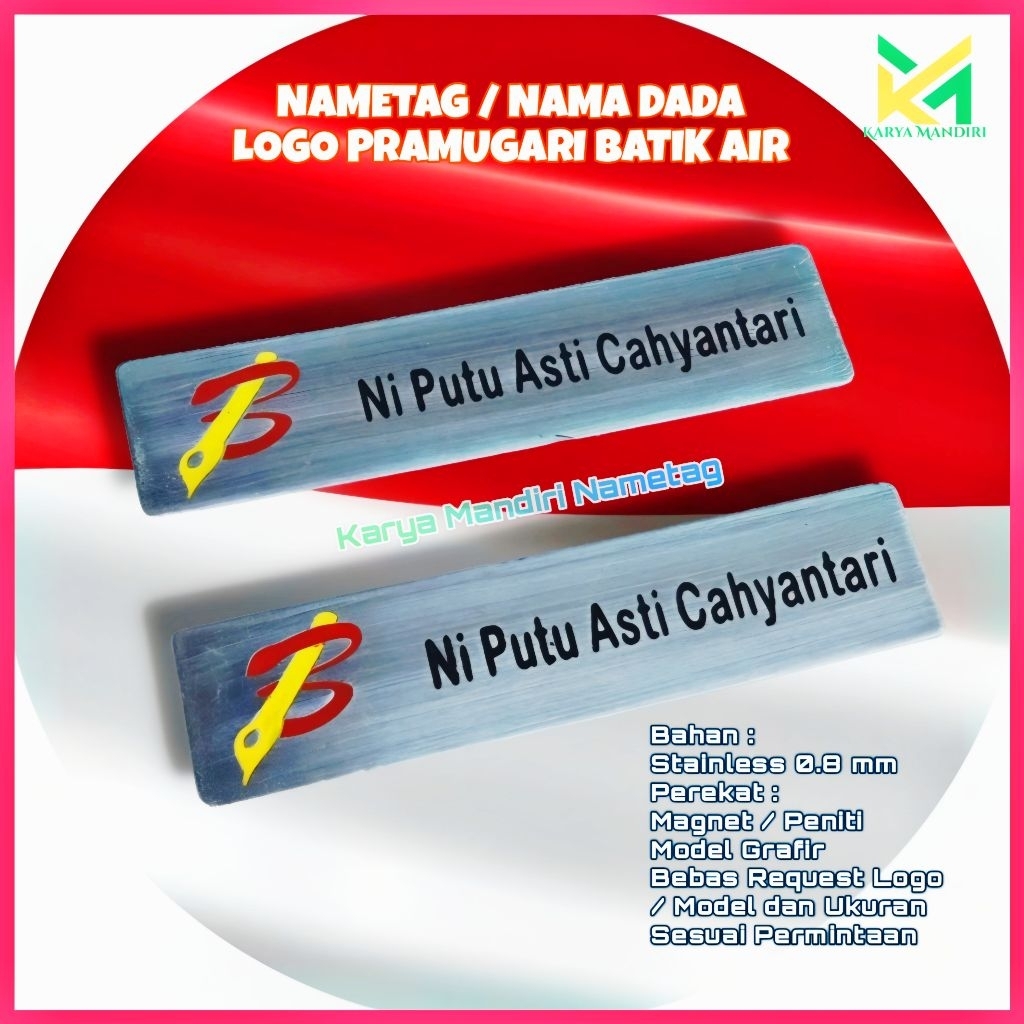 Jual Nametag Nama Dada Stainless Nametag Pramugari Batik Air | Model ...