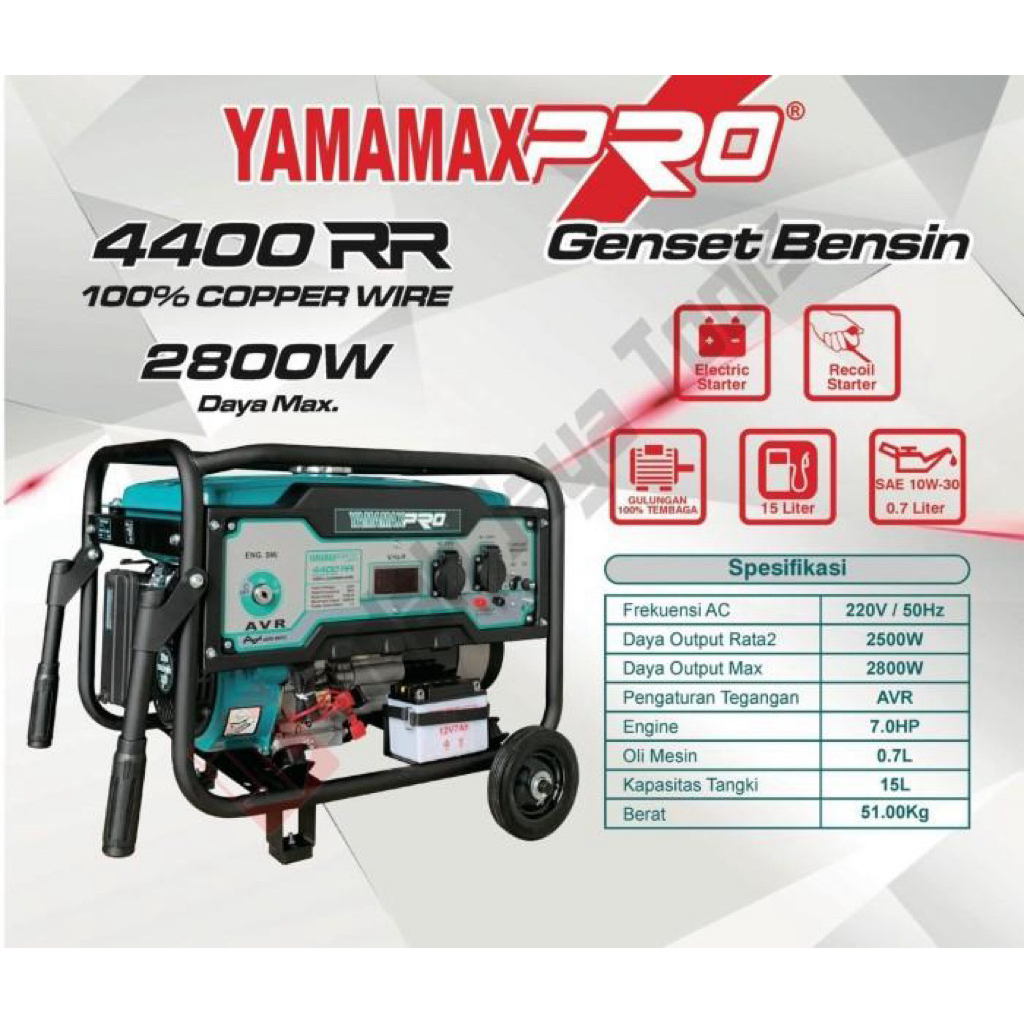 Jual genset mesin generator gasoline YAMAMAX 4400 RR 2800 watt max ...