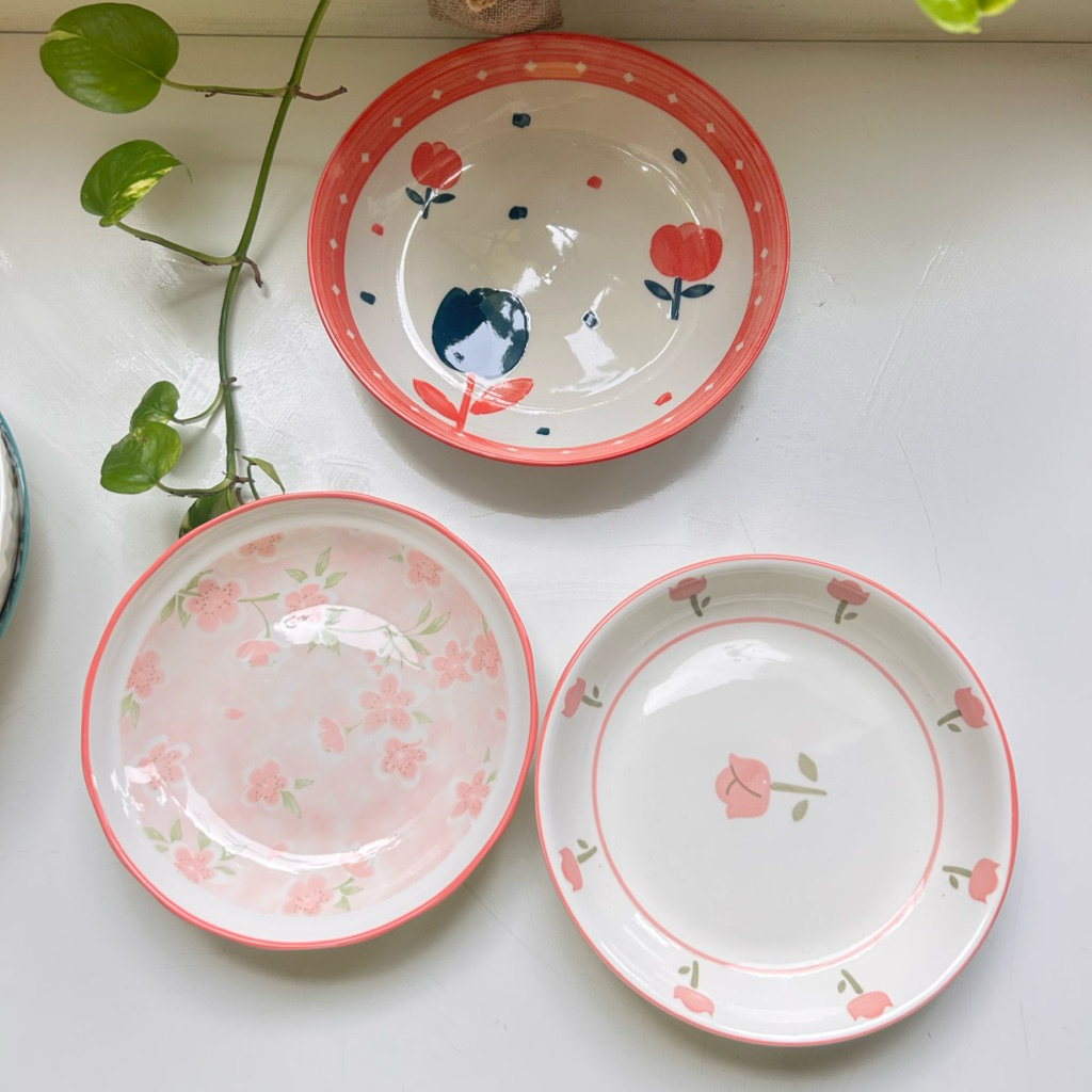 Jual piring keramik bunga / piring keramik bunga vintage | Shopee Indonesia