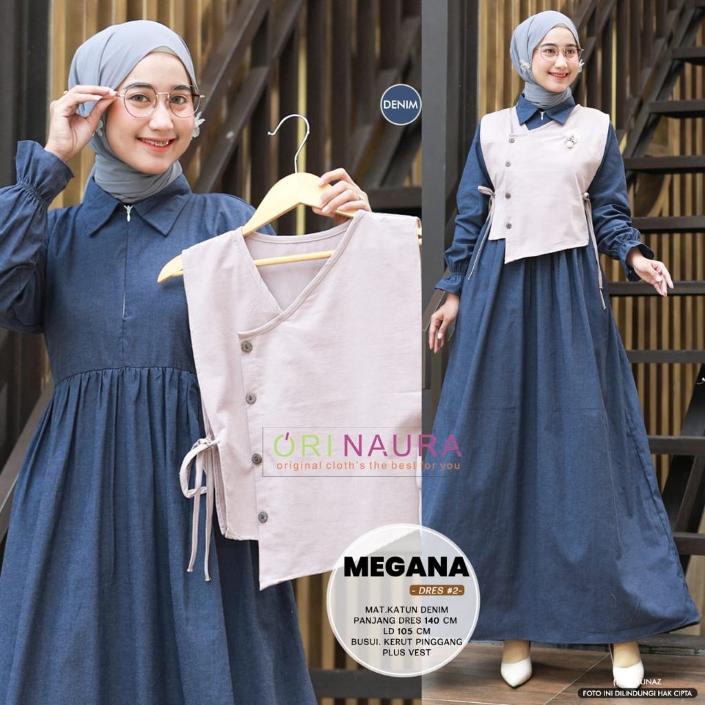 Jual GAMIS 2in1 DRES PLUS VEST || GAMIS ELEGANT || MEGANA DRES#1#2#3 ...