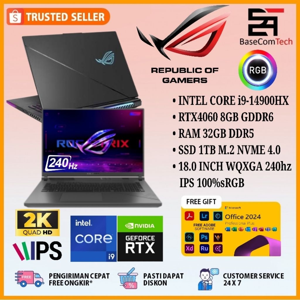 Jual ASUS ROG Strix G18 G814JVR i9-14900HX | RTX4060 8GB | RAM 64GB / 2TB SSD 18.0 inchi WQXGA ...